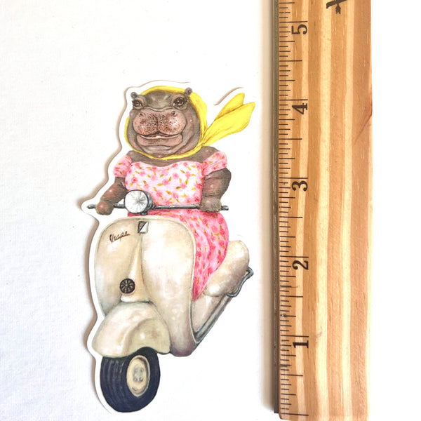 Hippo Ride // Die Cut Vinyl Sticker – Jahna-Vashti.com