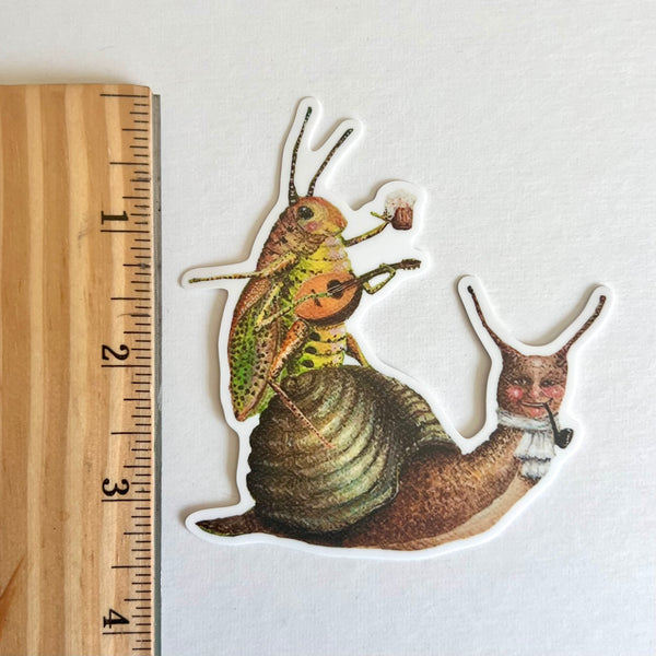 Sticker / Snail & Grasshopper / Die Cut Vinyl Sticker – Jahna-Vashti.com